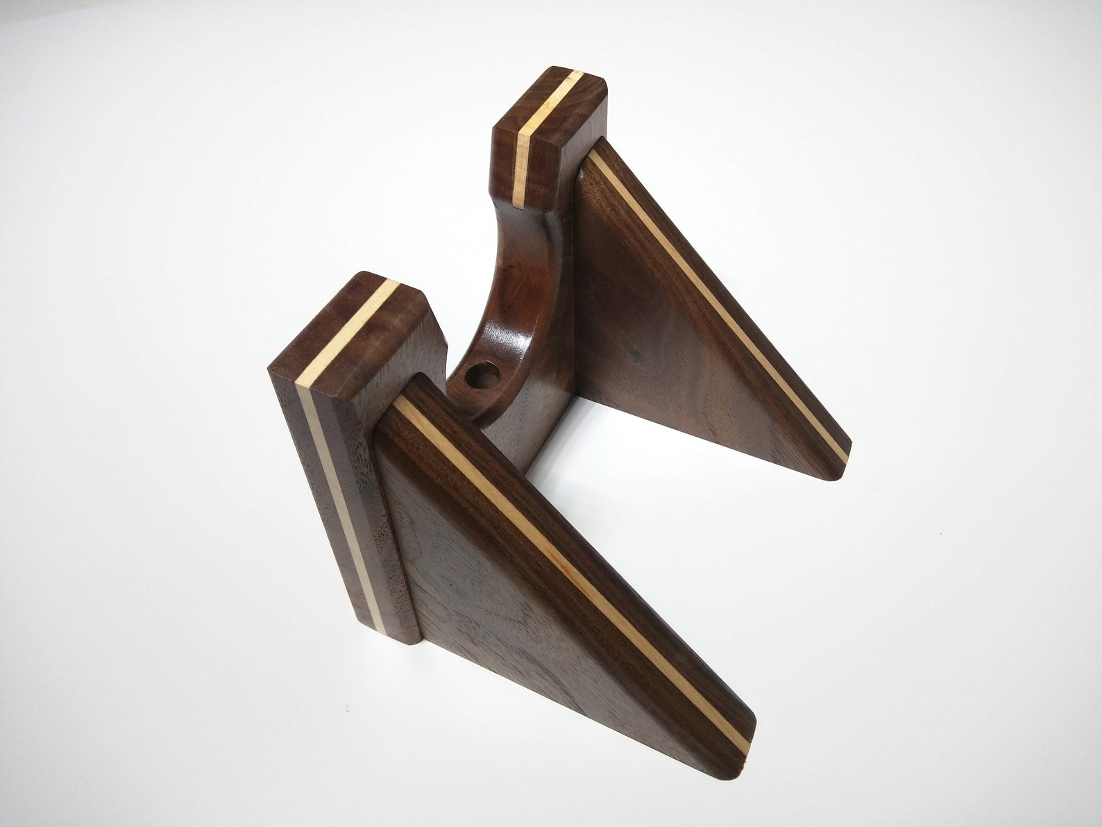 Guitar Hanger Walnut With Maple Inlay Wall Mount Instrument - Etsy