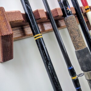 Vertical Fishing Rod Rack, Wall Mount, Solid Mahogany, Custom Size Pole ...