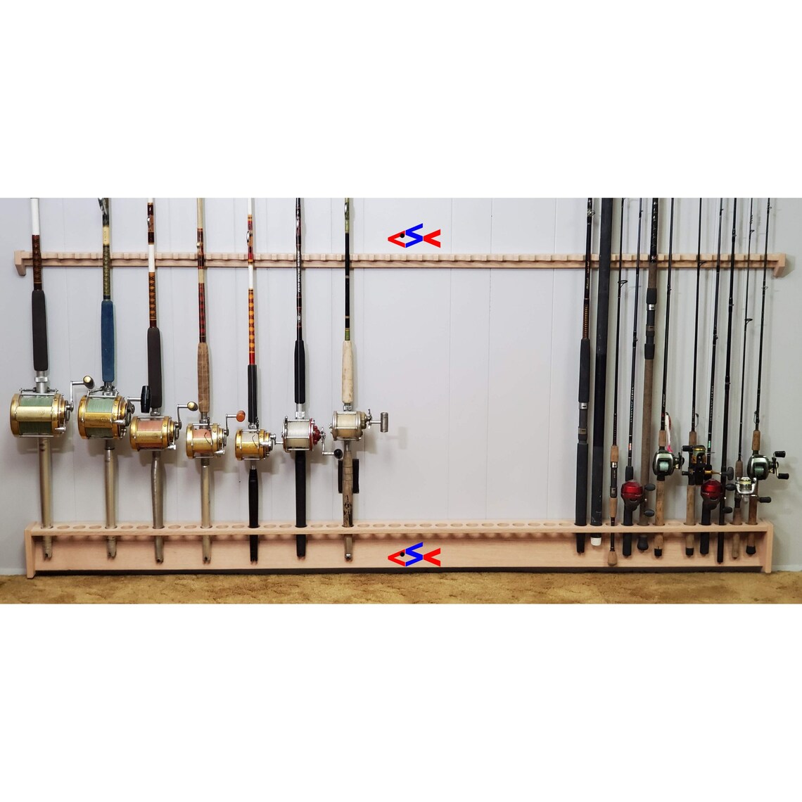 Large Fishing Rod Rack Pole Holder Rod and Reel Organizer - Etsy