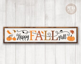 Happy Fall Y'all Vertical Sign SVG Cut File. for Personal - Etsy