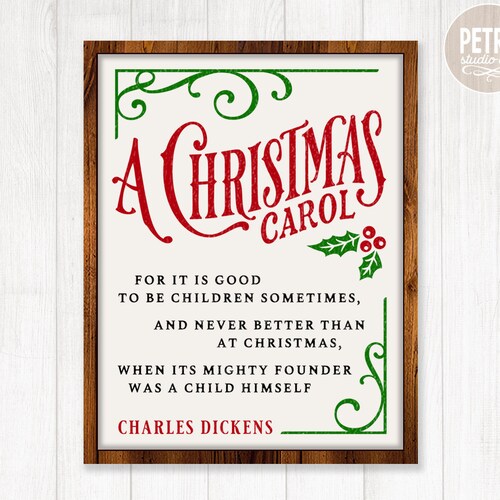 Charles Dickens A Christmas Carol Verse PRINTABLE Sign and - Etsy