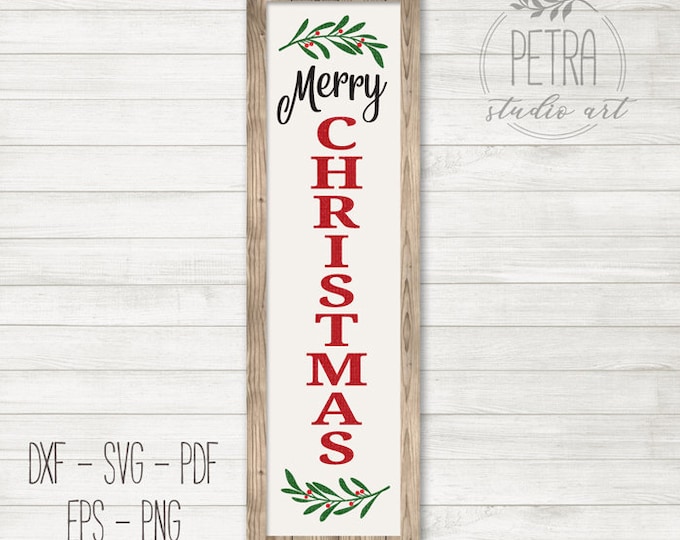 Merry Christmas Vertical Sign SVG Cut File. Vertical - Etsy