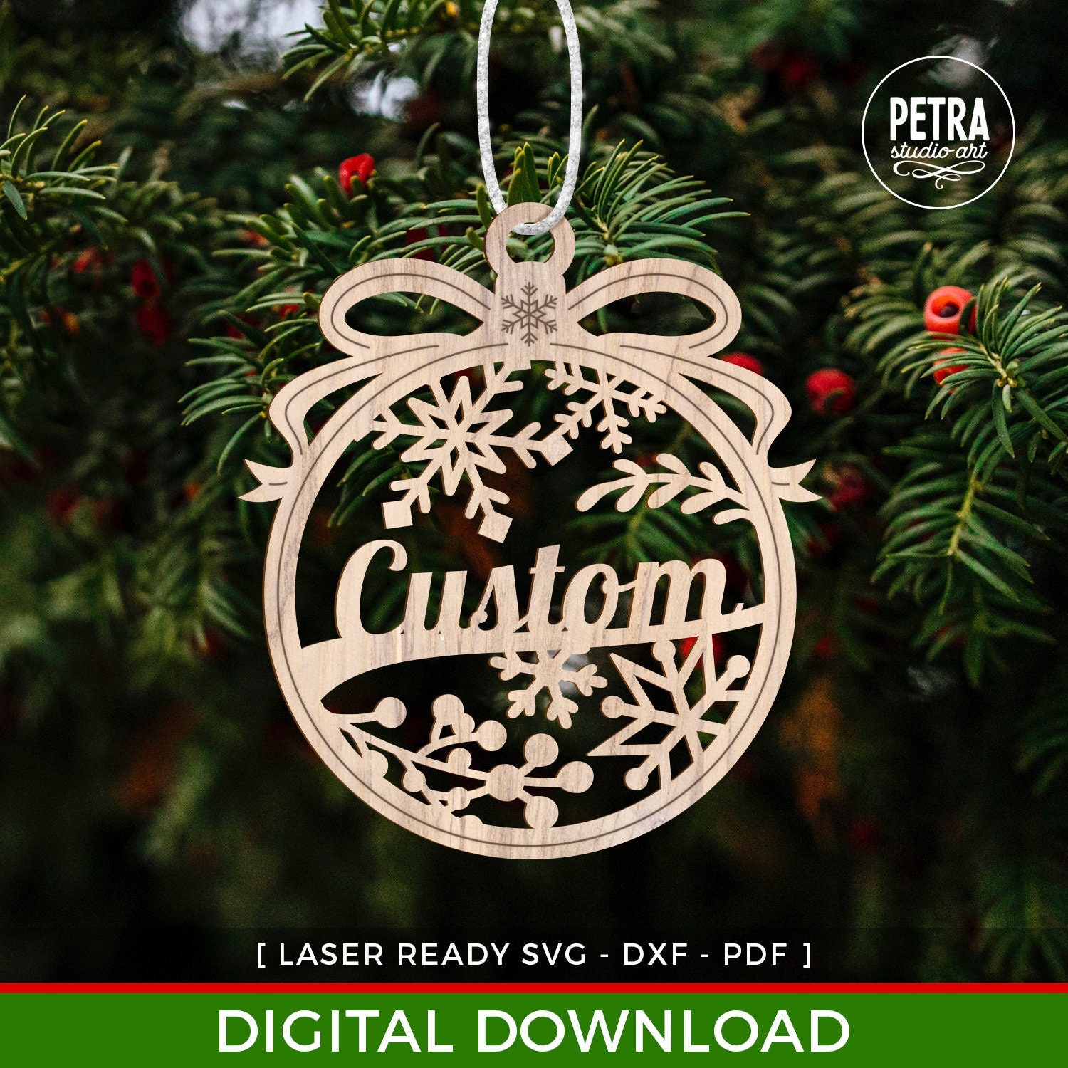 Christmas Ornament Laser Ready Svg Files For Glowforge Etsy
