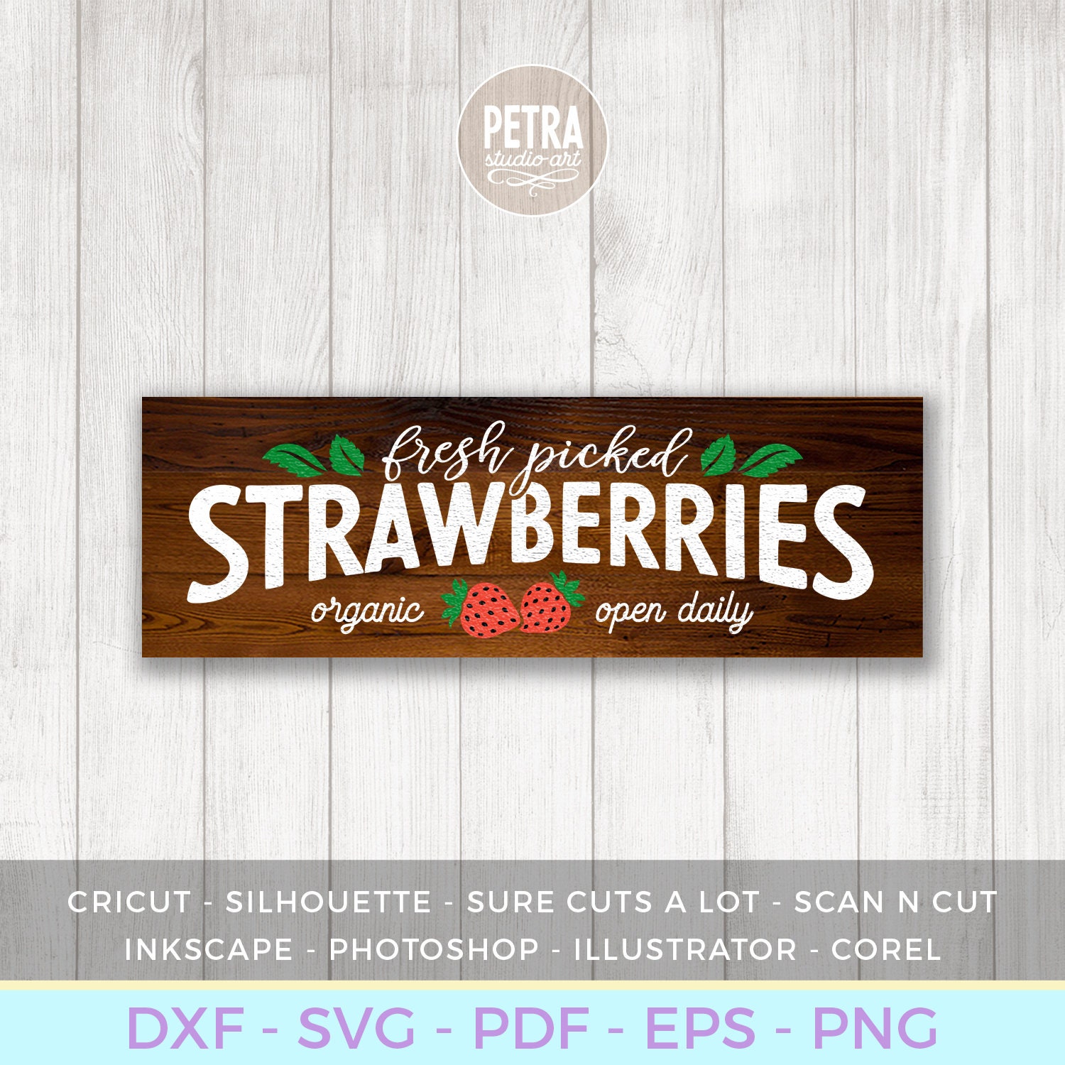 Summer SVG Cut File. Fresh Picked Strawberry SVG for Rustic - Etsy