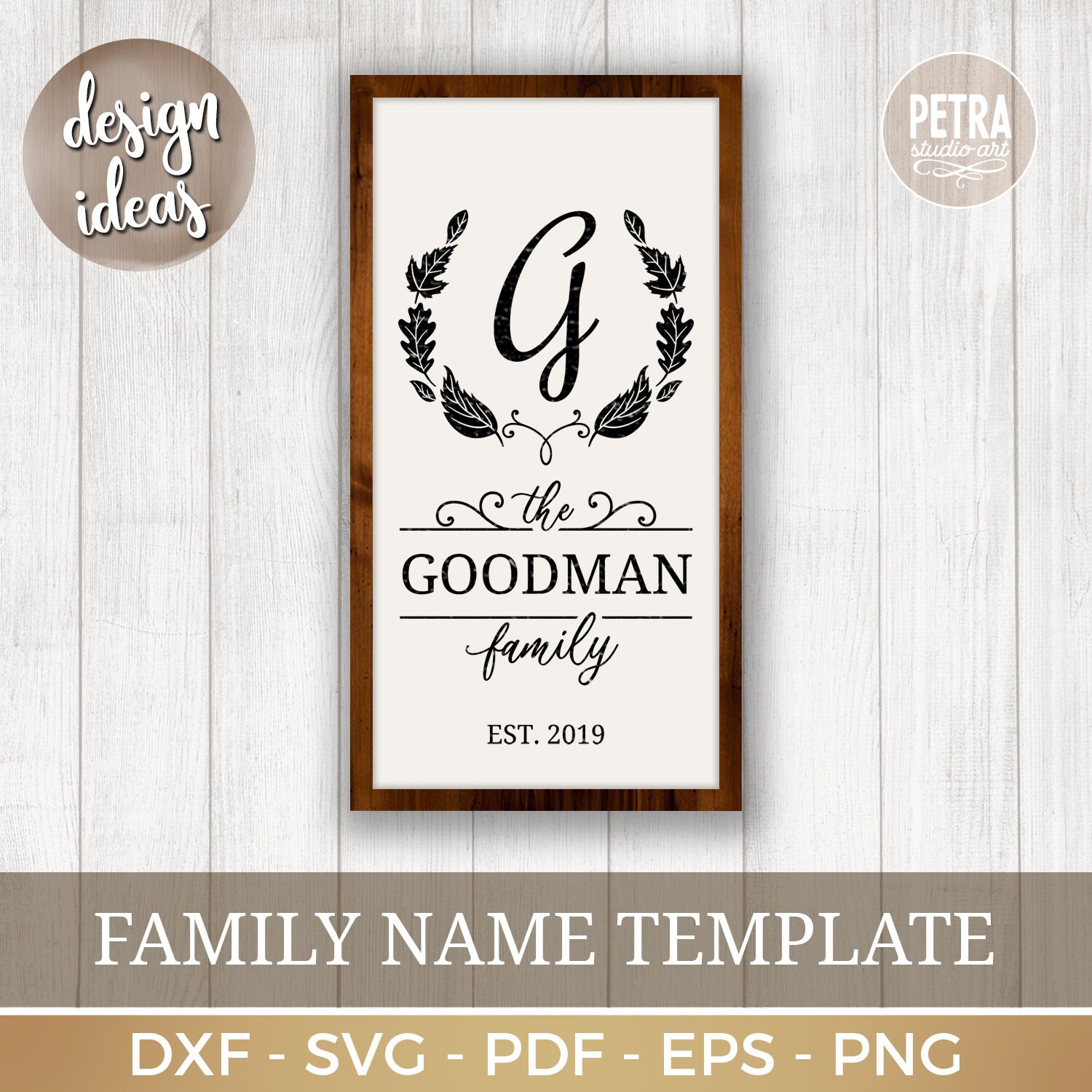 Family Last Name Template With Autumn Leaves SVG for Modern Rustic Home ...