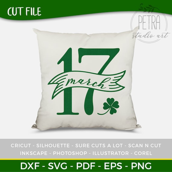 17 March Sign and Four Leaf Clover or Shamrock SVG Cut File - Etsy