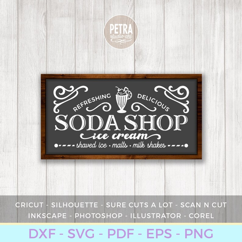 Summer SVG Cut File. Soda Shop Ice Cream SVG for Rustic Sign - Etsy