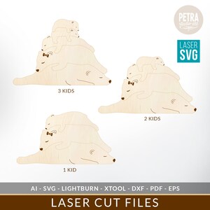 Polar Bear Family Puzzle Laser Cut Files Bundle. With Personalizable ...
