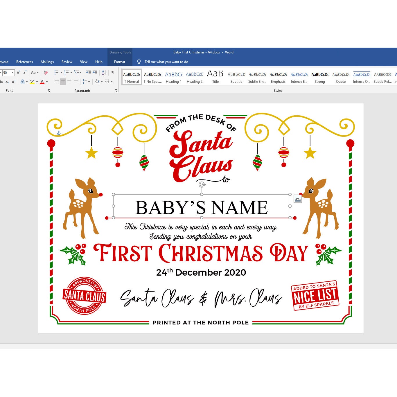 Christmas SVG. Baby's First Christmas Day Certificate | Etsy