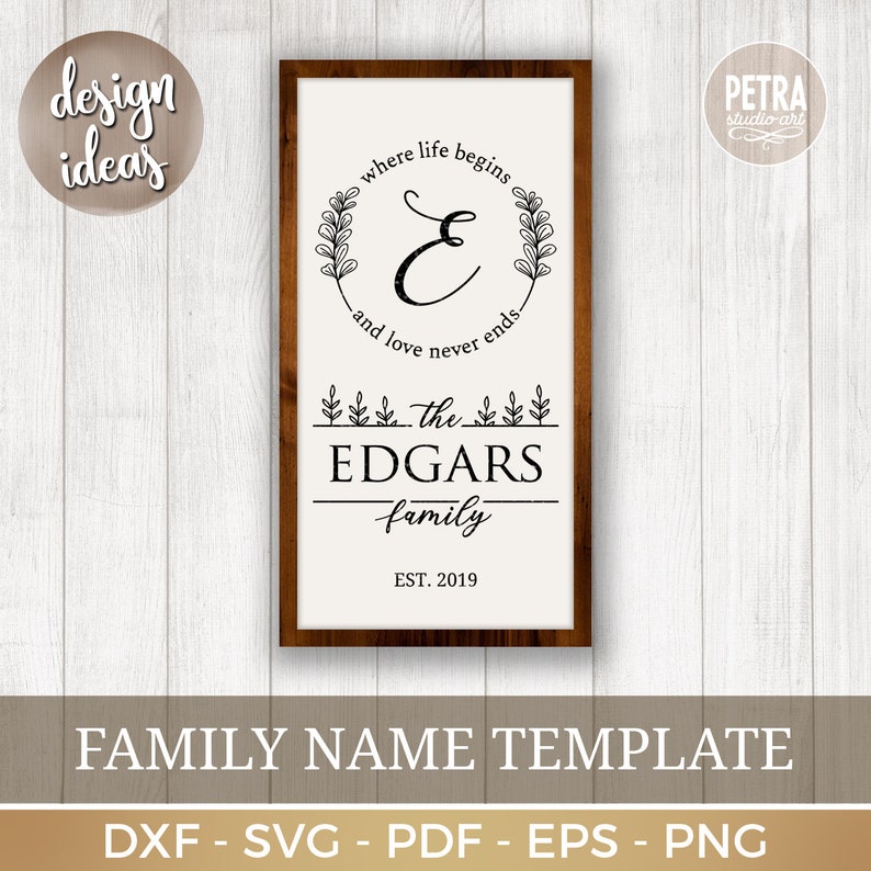 Family Last Name Template With Spring Wreath SVG for Modern Rustic Home ...