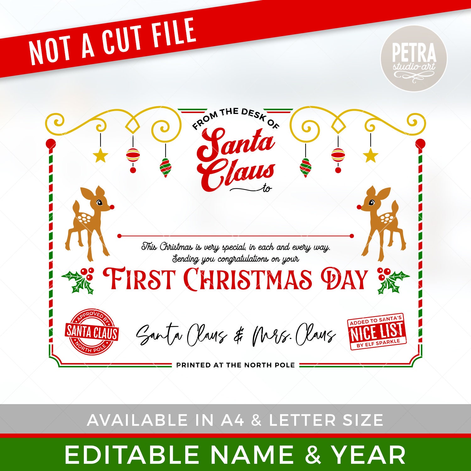 Christmas SVG. Baby's First Christmas Day Certificate | Etsy