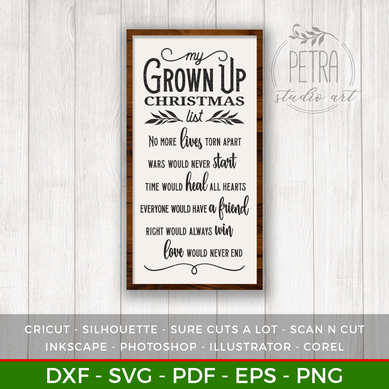 My Grown Up Christmas List SVG Cut File for Rustic Christmas | Etsy