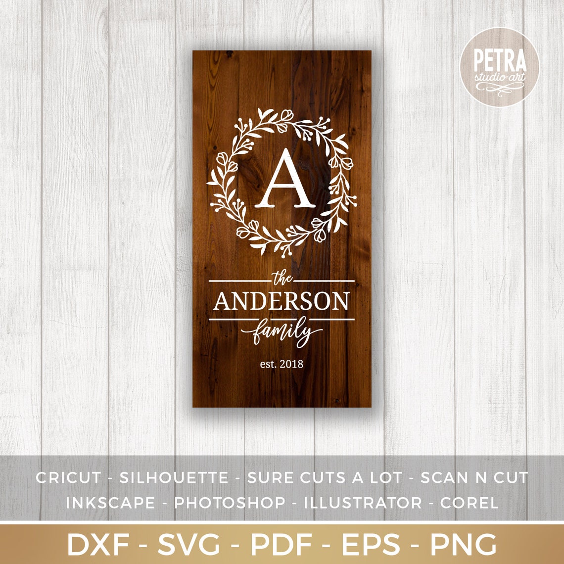 Family Last Name Letter With Spring Floral Wreath SVG Cut File. for ...