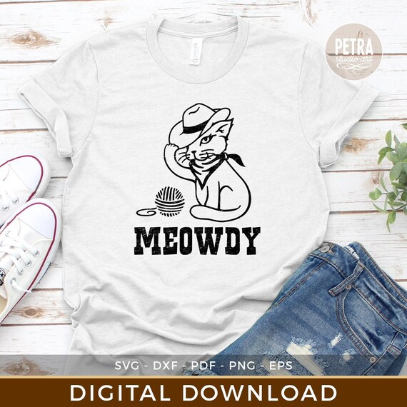 Meowdy. A Western SVG Cut File a Funny Cowboy Cat With Hat - Etsy