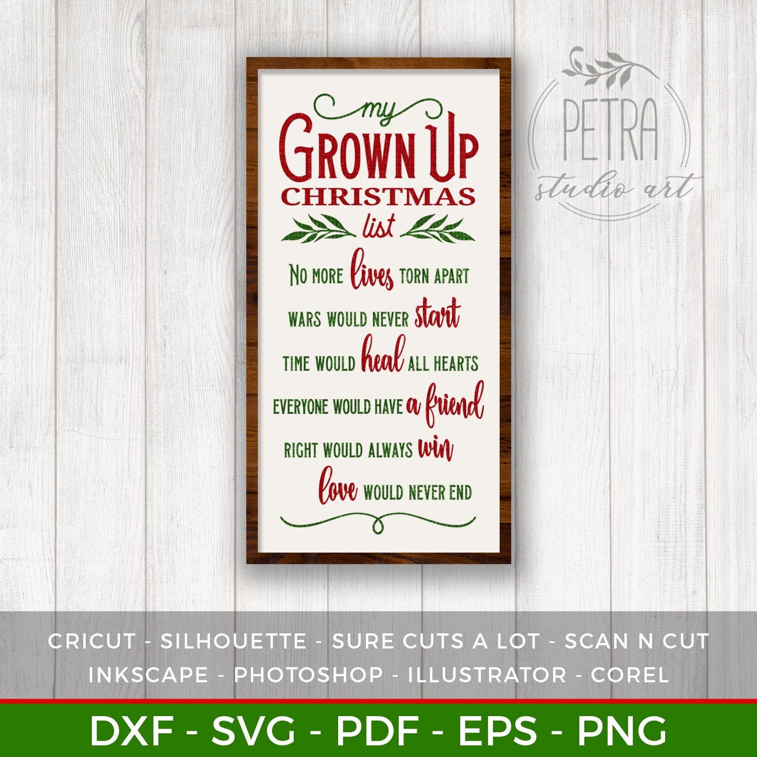 My Grown up Christmas List SVG Cut File for Rustic Christmas Home Decor ...