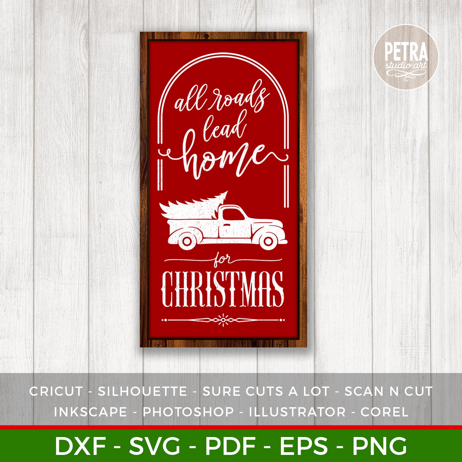 All Roads Lead Home for Christmas SVG Cut File. With Red Truck | Etsy