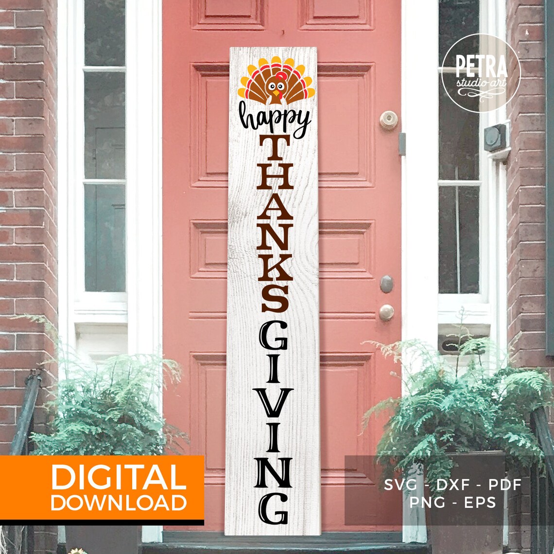 Happy Thanksgiving Vertical Sign SVG Cut File. for Personal | Etsy