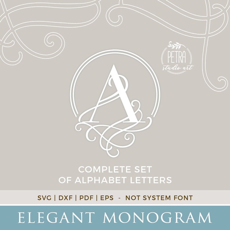 Elegant Monogram Font SVG With Swirl for Wedding Invitation. | Etsy