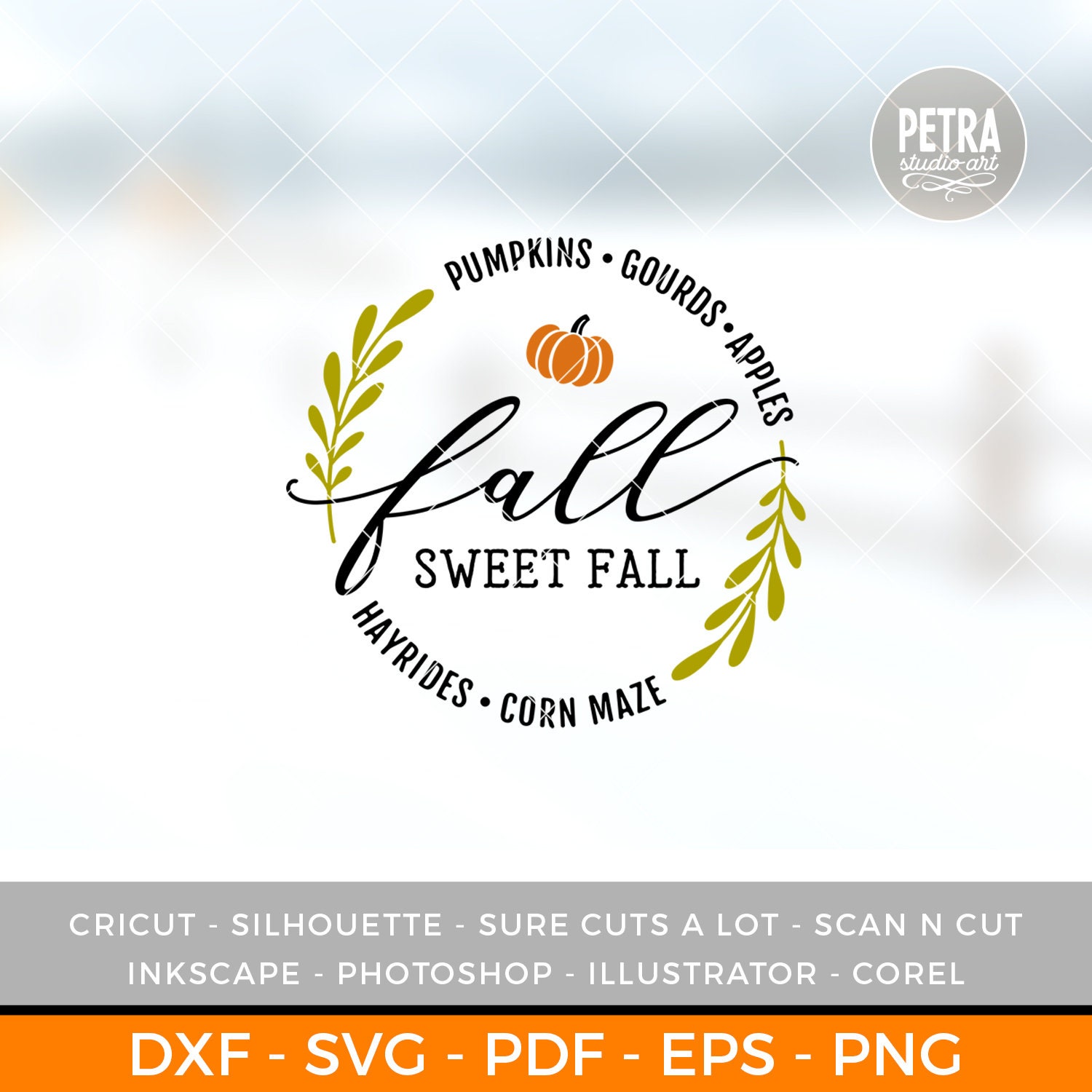 Fall Sweet Fall SVG Cut File With Orange Pumpkin and Leaf - Etsy