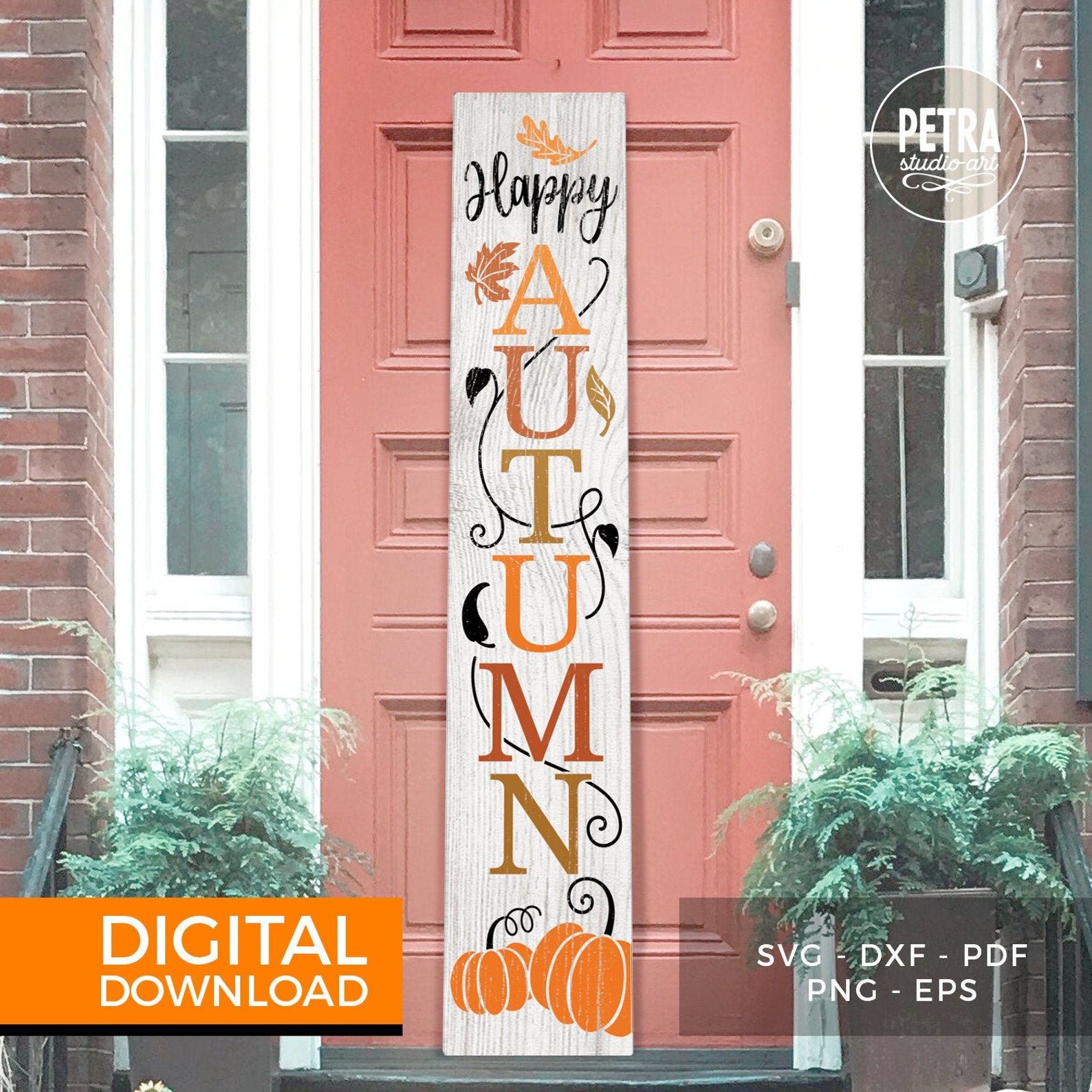Happy Autumn Vertical Sign SVG Cut File. for Personal and - Etsy