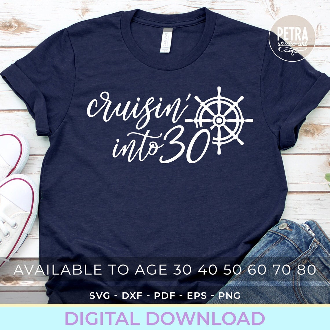 Cruisin Into 30 SVG Cut File. Great for Birthday Cruise Party Shirt ...