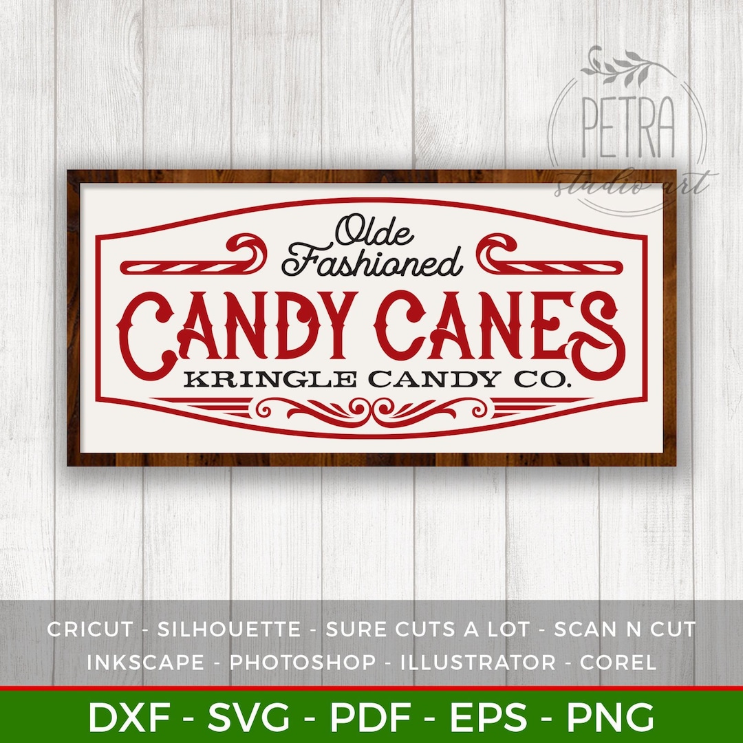 Kringle Candy Co Candy Cane Svg Cut File for Rustic Christmas Home ...