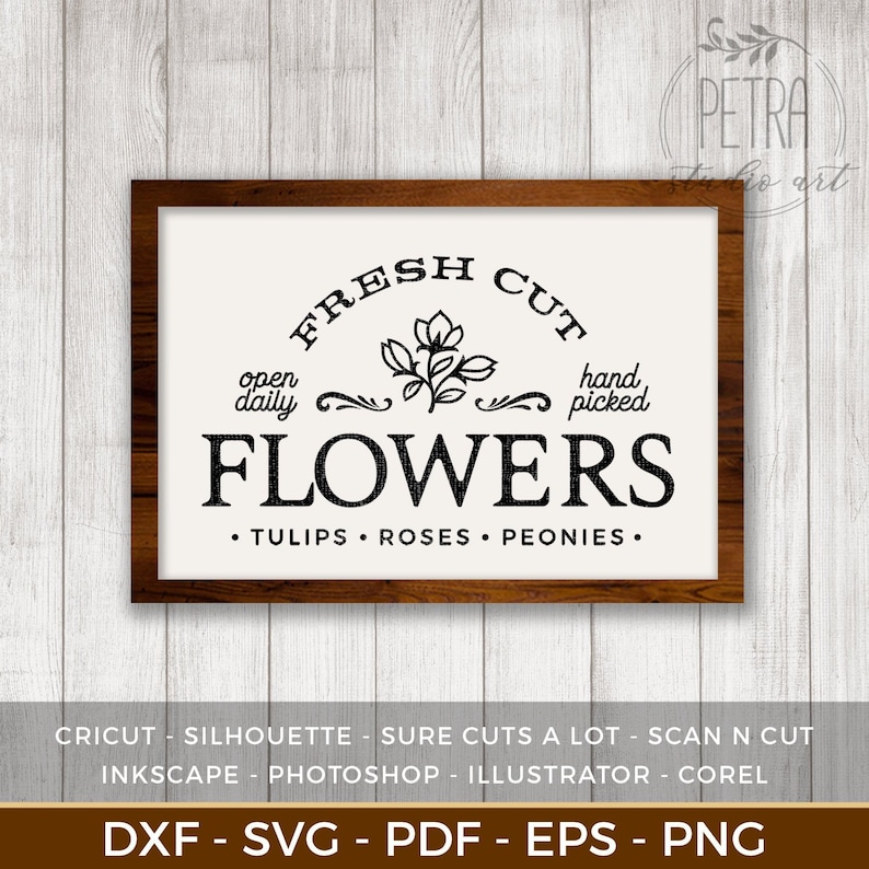 Fresh Cut Flowers Sign SVG Cut File for Spring Season in - Etsy