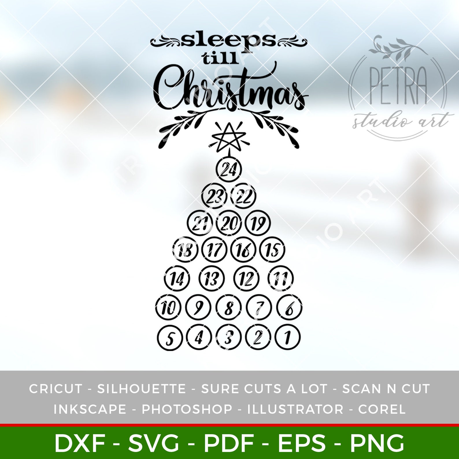 Sleep Till Christmas Advent Calendar Svg Cut File for Rustic Christmas ...