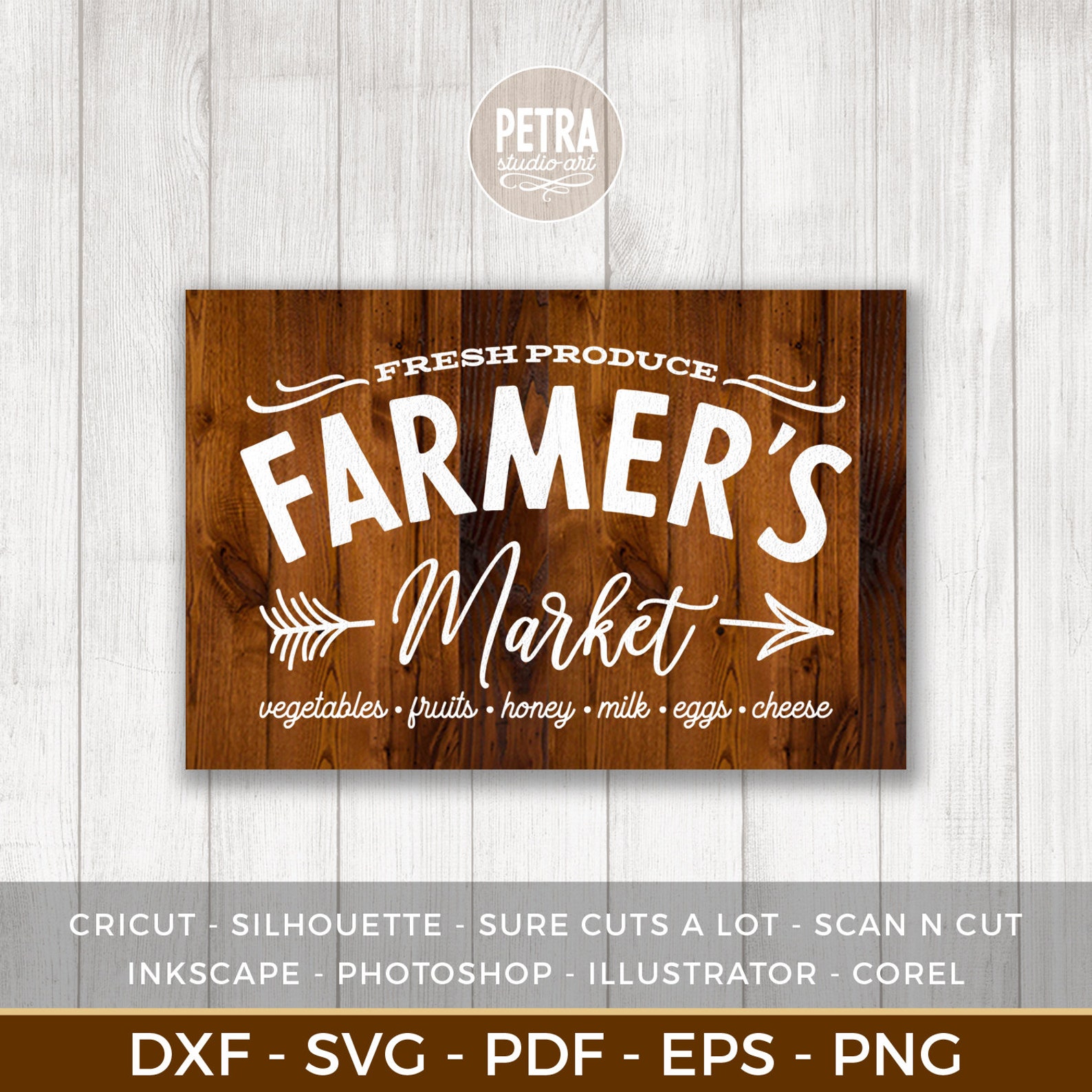 Farmer's Market Sign SVG Cut File for Rustic Home Decor | Etsy