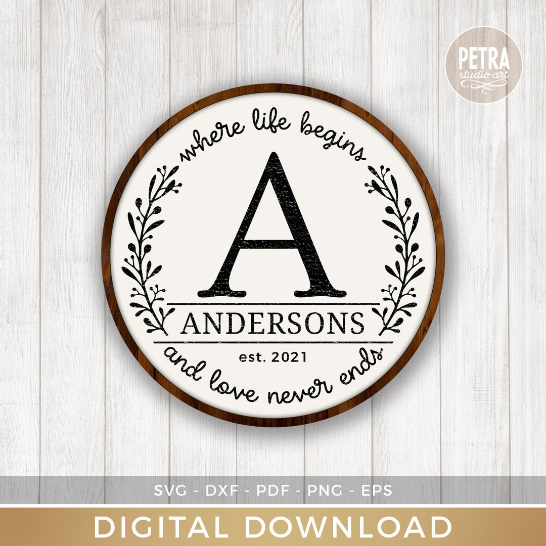 Family Last Name Template With Quotes SVG When Life Begins and Love ...