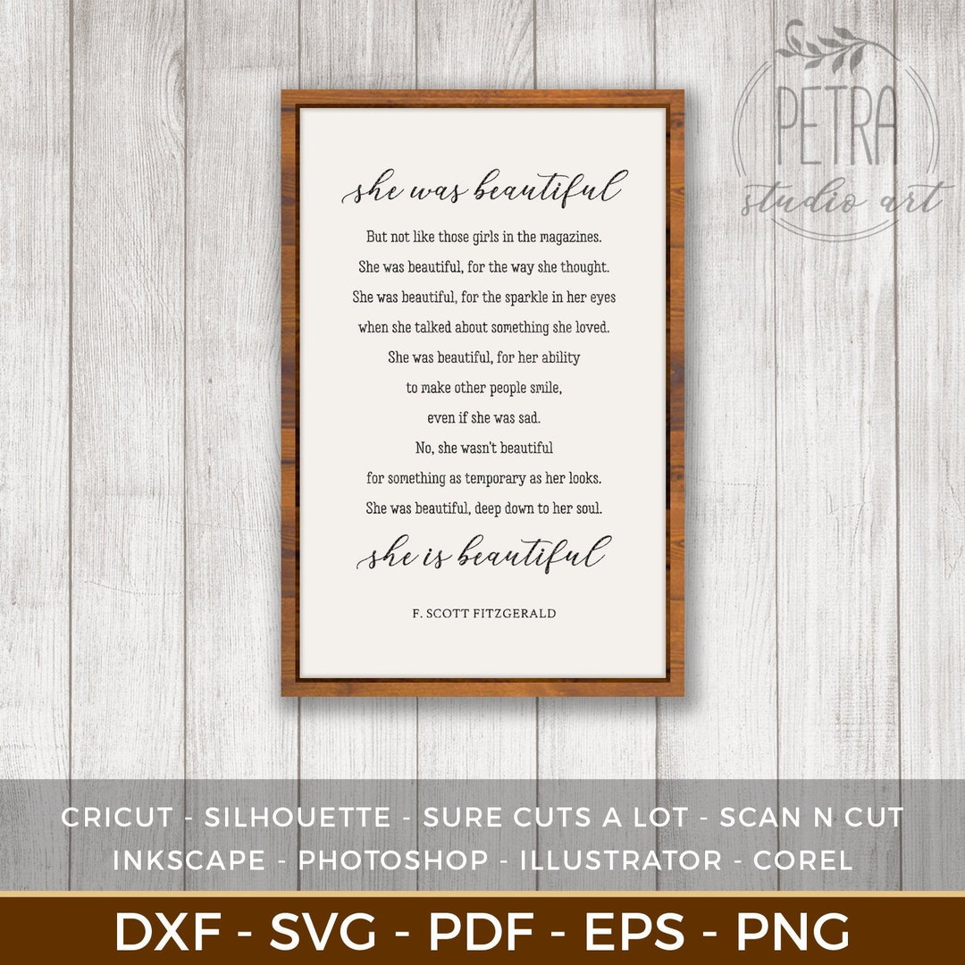 She Was Beautiful Printable Quotes by F Scott Fitzgerald Poster for ...