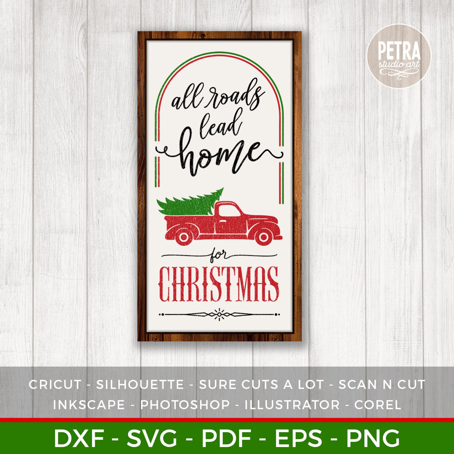 All Roads Lead Home for Christmas SVG Cut File. With Red Truck | Etsy