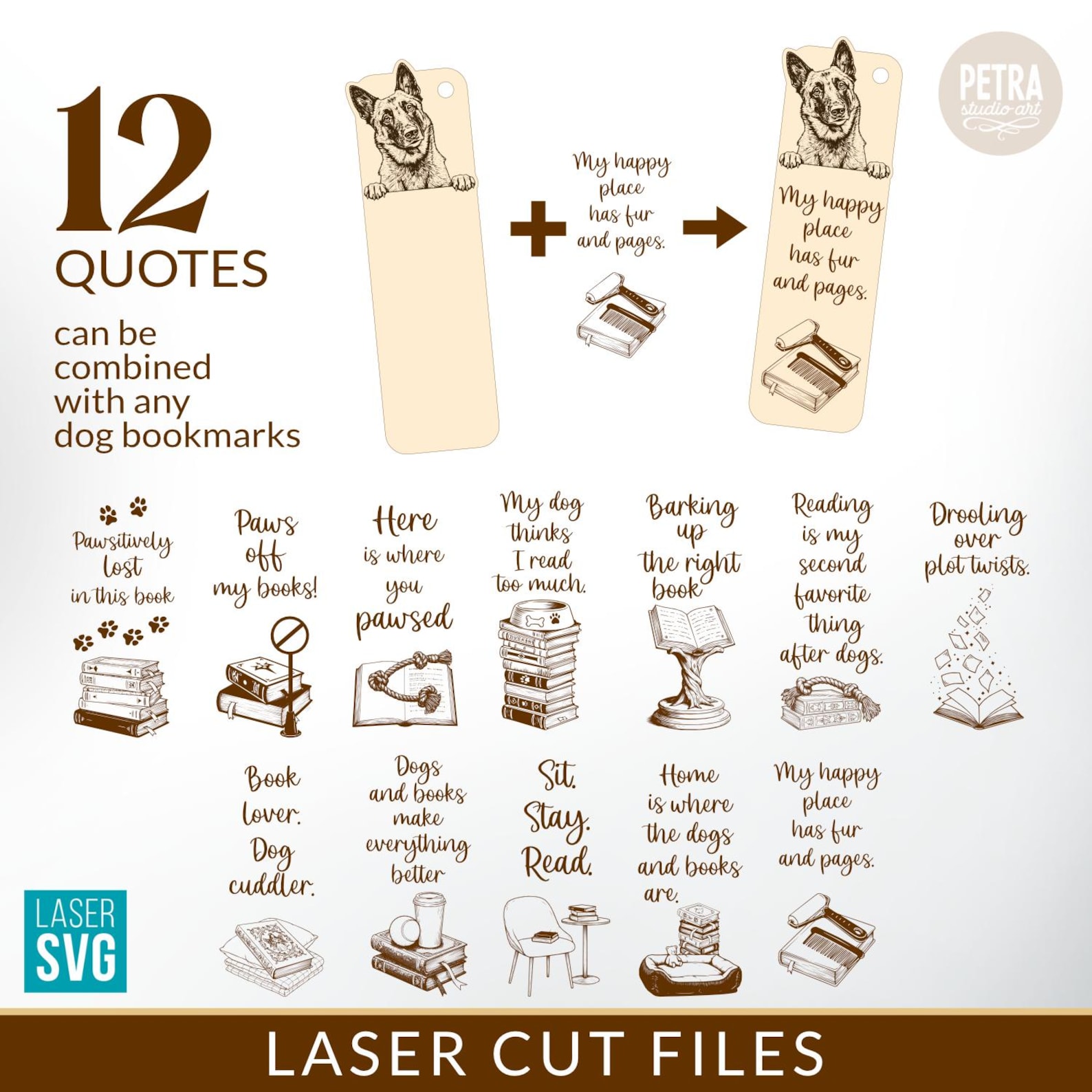 Dog Breeds Bookmark With Quotes Laser Ready SVG Cut Files Bundle. Laser ...