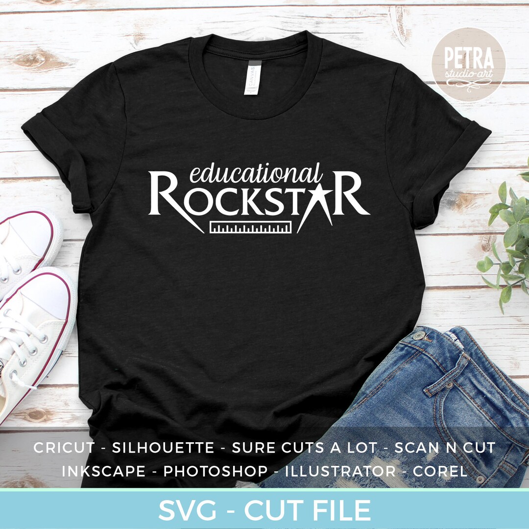 Educational Rockstar SVG. Teacher SVG Cut File for Shirt, Tank Top and ...