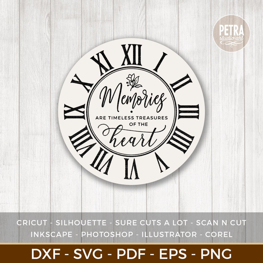 Memories Are Timeless Treasures of the Heart Clock Face SVG Cut File ...