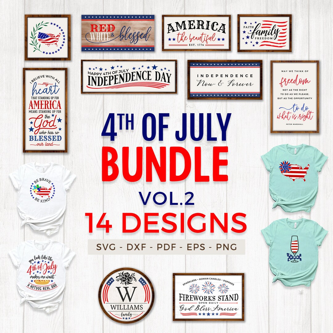 4th of July Bundle of 14 Designs, for Personal and Small Business Use ...