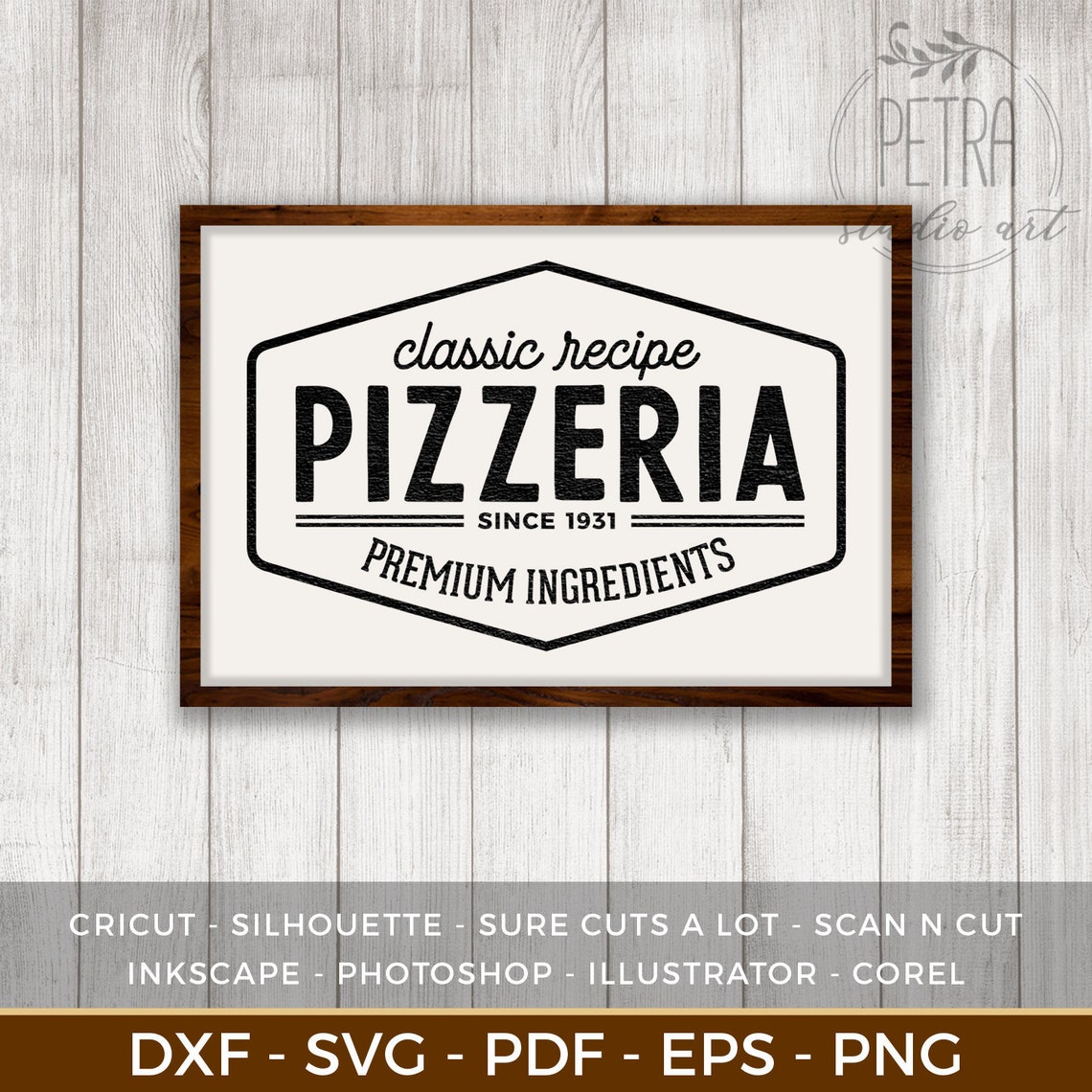 Vintage Pizzeria Sign SVG Cut File for Rustic Kitchen Decor | Etsy