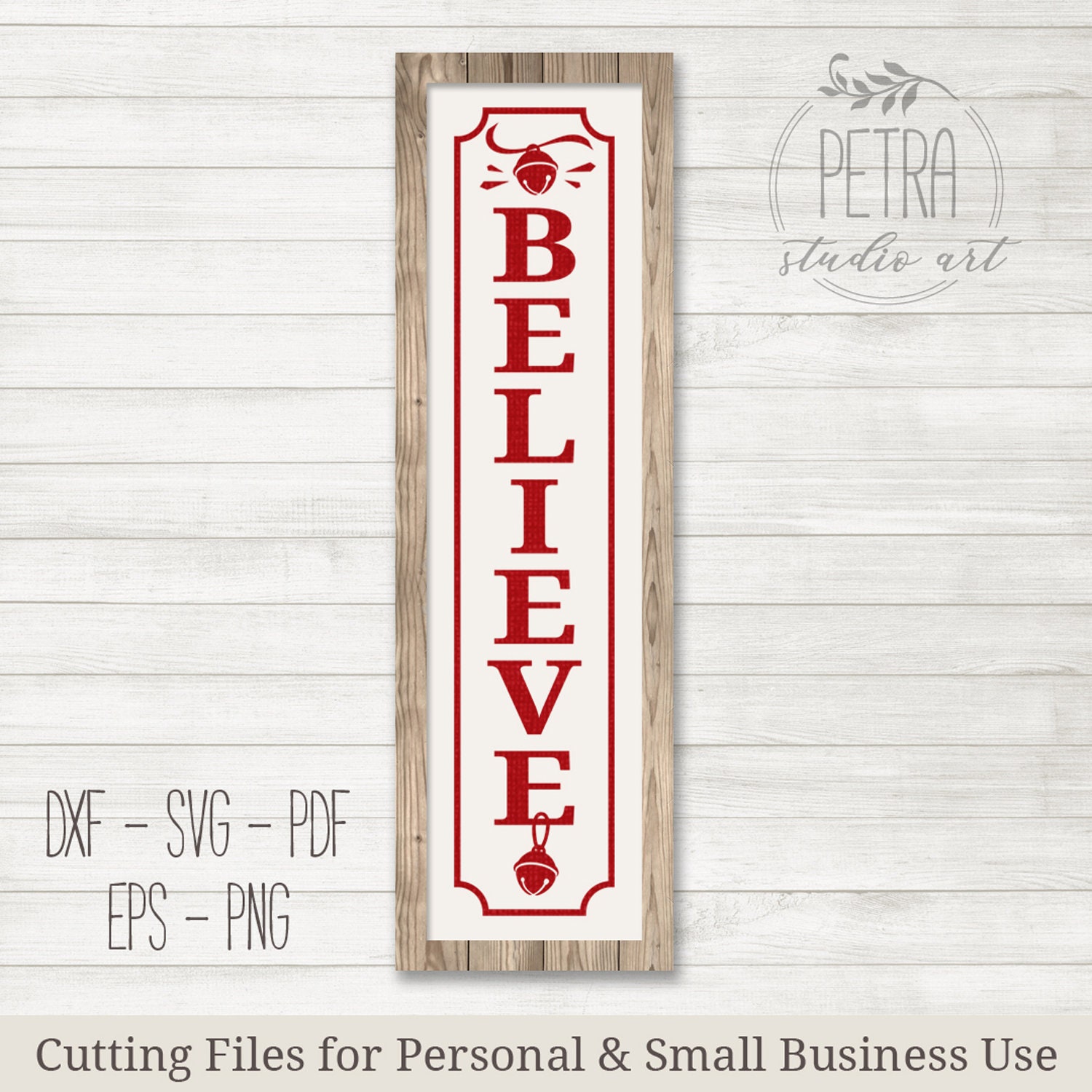 Believe Vertical Tall Sign SVG Cut File for Rustic Christmas Home Decor ...
