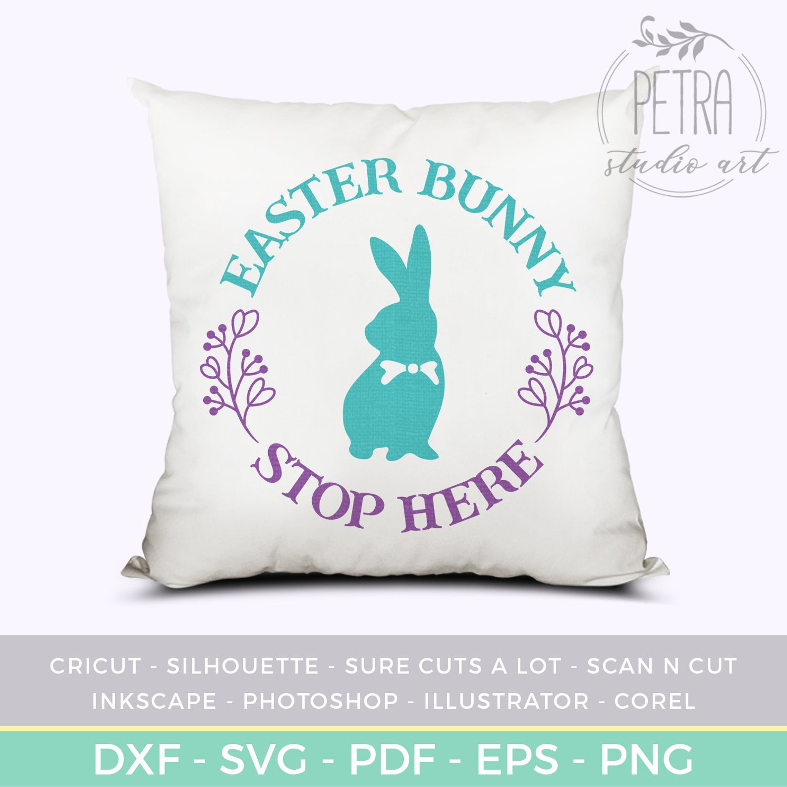 Easter Bunny Stop Here Sign SVG Cut File. With Easter Bunny Wearing Bow ...