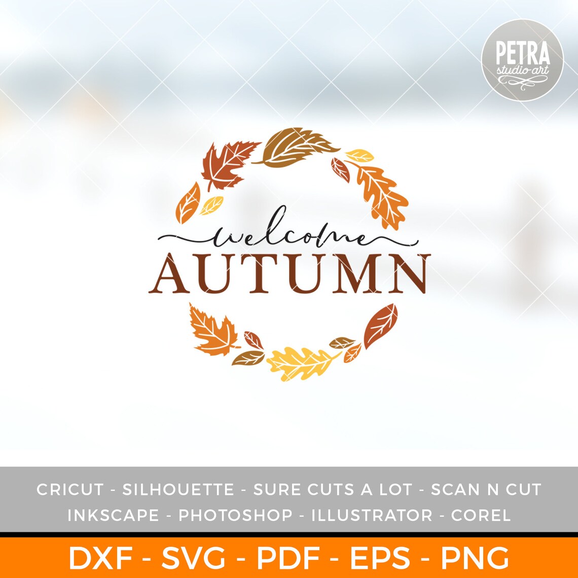 Fall SVG. Welcome Autumn SVG Cut File With Autumn Leaves Wreath. Great ...