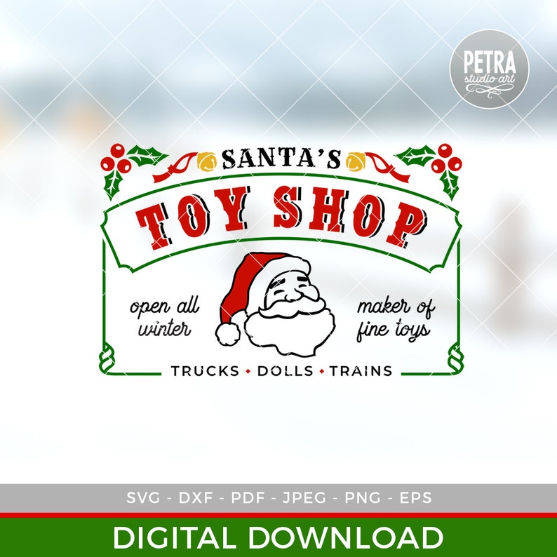 Santa's Toy Shop Sign Digital SVG. A Christmas SVG With - Etsy