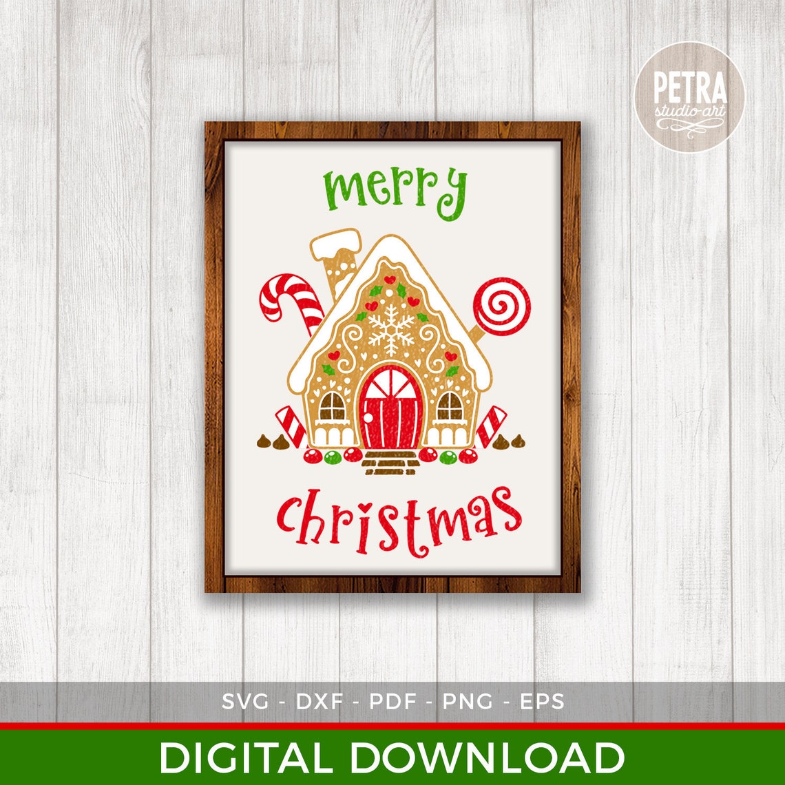 Gingerbread House Merry Christmas SVG Cut File for Christmas - Etsy