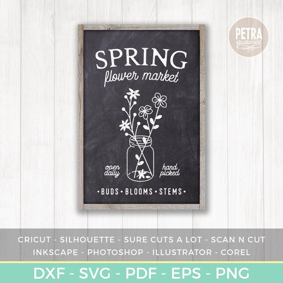 Spring Flower Market Sign SVG Cut File for Spring Season in | Etsy