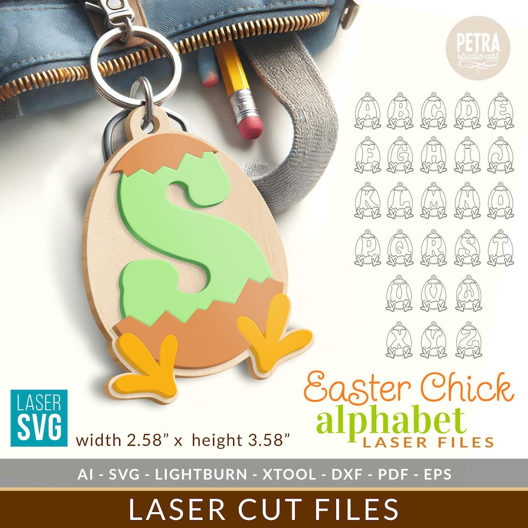 Easter Chick Alphabet Laser Cut Files. 26 Cute Digital Letters in ...
