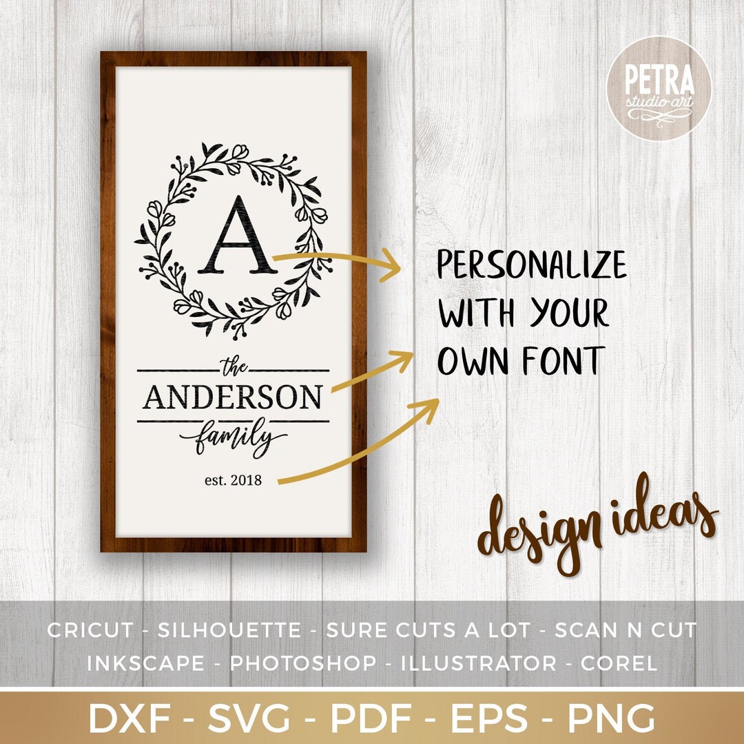 Family Last Name Letter With Spring Floral Wreath SVG Cut File. for ...