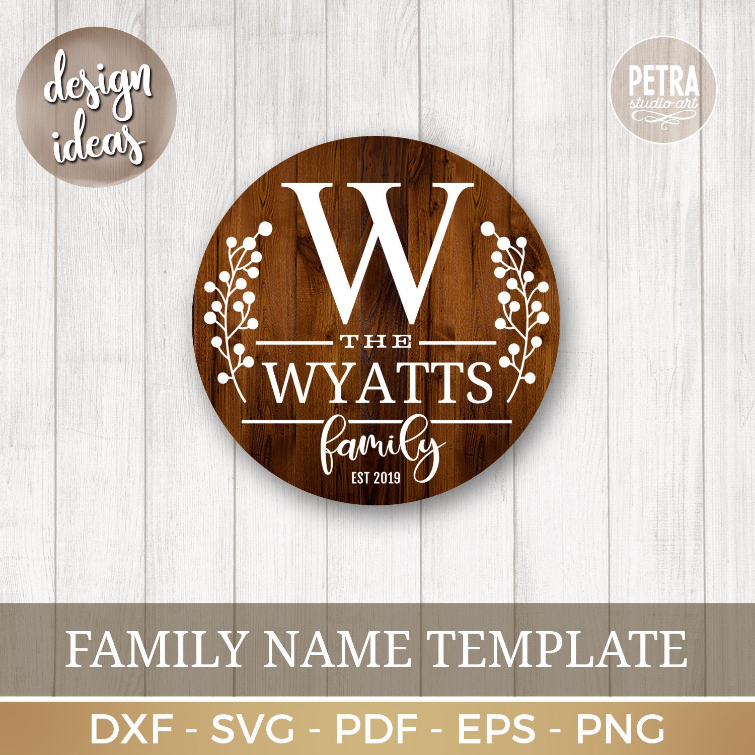 Rounded Family Last Name Template With Spring Floral Wreath | Etsy