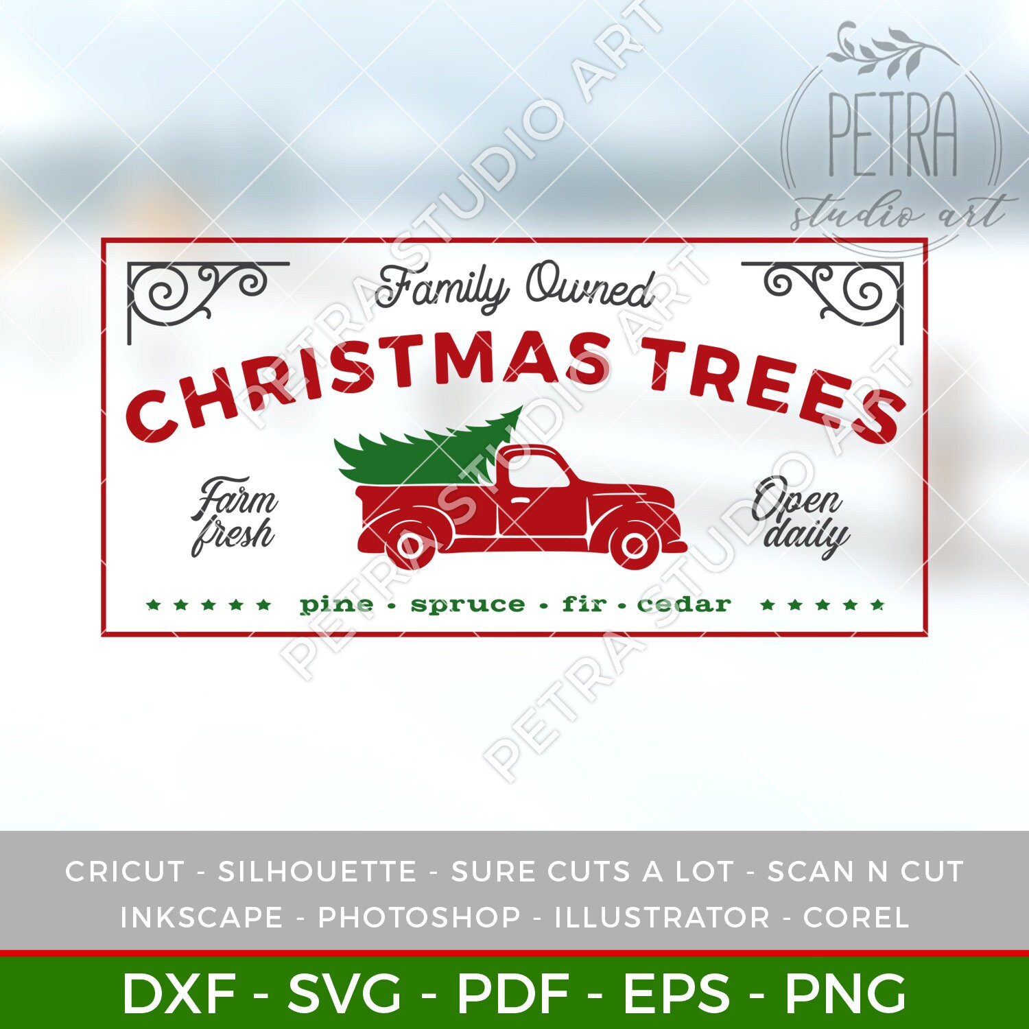 Family Owned Christmas Trees Farm Svg Cut File for Rustic | Etsy