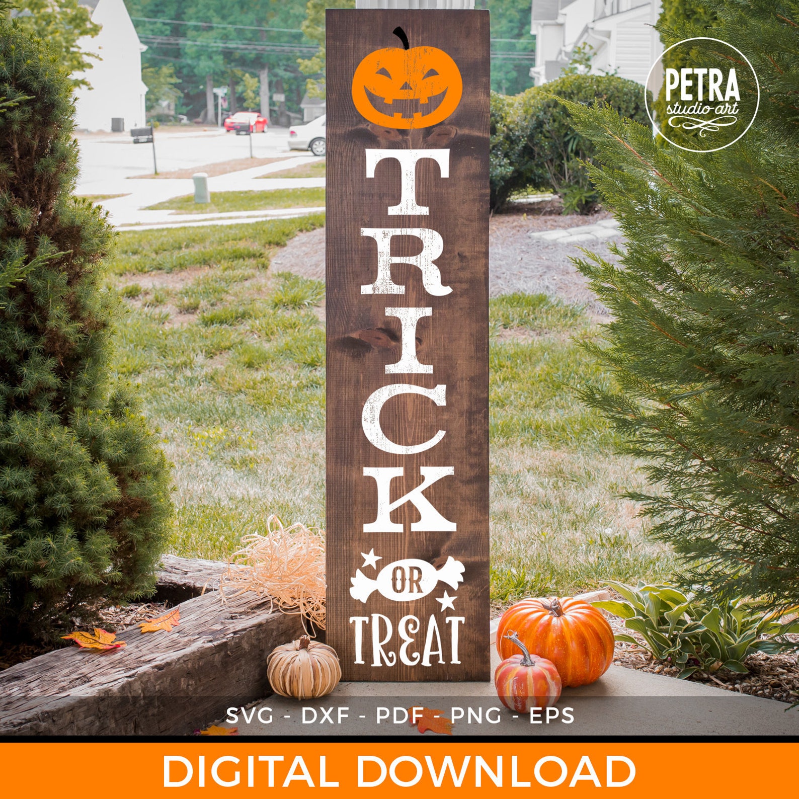 Trick or Treat Tall Sign SVG Cut File. Great for Vertical Tall Sign in ...