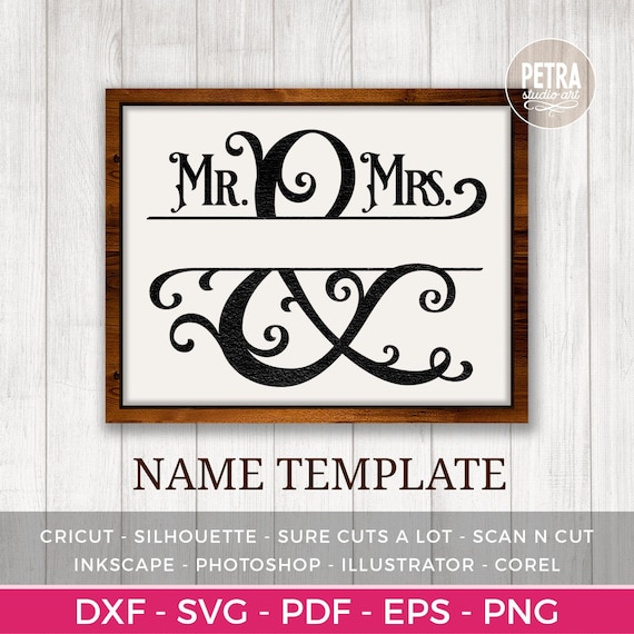 Mr and Mrs Last Name Template With SVG Cut File for Modern | Etsy