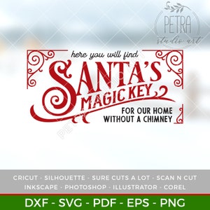 Santa's Magic Key SVG Cut File for Rustic Christmas Home Decor and ...